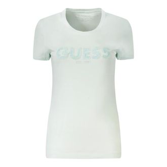 Guess Femme, Tops, Bleu, Taille: 38 FR Eco Crewneck Sequin Tee