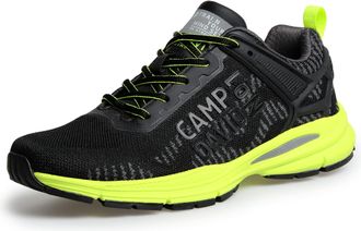 Camp David Herren Leichter Sneaker im Knit-Design mit Logo Artwork Neon Lime, 42