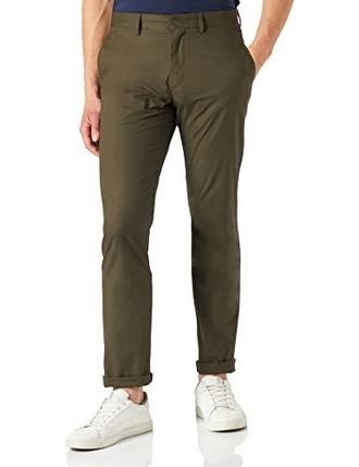 Tommy Hilfiger Denton Poplin Modern Chino Pantalons, Army Green, 34 W/32 L Homme