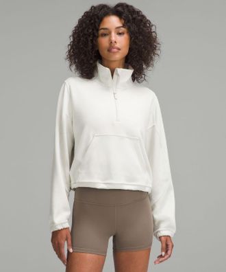 lululemon Geb&uuml;rstetes Top aus Softstreme mit halblangem Rei&szlig;verschluss f&uuml;r Frauen - Gr&ouml;&szlig;e 10 in Bone