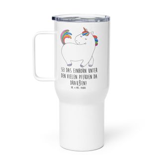 Mr. & Mrs. Panda XXL Thermobecher Einhorn Stolzieren - Geschenk, Unicorn, Pferd, XL, Jumbo Becher, Reisebecher, Reiten, Gro&szlig;er, Einh&ouml;rner, Bunt, Reisetasse, Autobecher