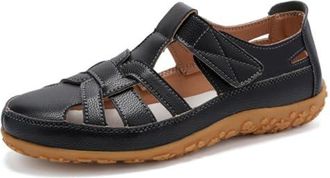 Generic Sandales orthop&eacute;diques en cuir &agrave; bout ferm&eacute; pour femme - Mocassins orthop&eacute;diques avec soutien de la vo&ucirc;te plantaire - Semelle souple - Bride de chevil