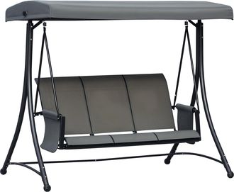 OUTSUNNY Hollywoodschaukel mit Seitentasche, 3-Sitzer Gartenschaukel mit verstellbarem Sonnendach, Schaukelbank belast bis 300kg, f&uuml;r Garten, Terrasse, 196 x 1