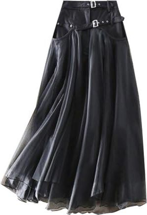 Generic Corset jupe mi-longue pour femme - Taille haute avec ceinture - Jupe de mariage, Noir, M