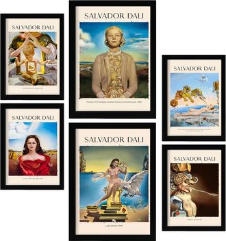 Nacnic Poster 6 set of Salvador Dali Sammlung von Kunstwerken, Dekorative Bilder für Ihr Wohnzimmer, Schlafzimmer, Zuhause. Wandkunst-Drucke. A4 and A3 with 