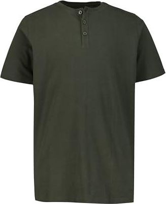 JP1880 Hommes Grandes Tailles L-8XL T-Shirt Henley, Collection Basic. Manches Courtes et Patte de Boutonnage Olive foncé 3XL 726695120-3XL
