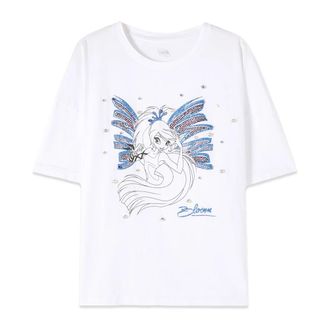 Oltre Winx T-Shirt mit Kristallen und Fassungen - - Tops - Damen - Wei&szlig; - XL