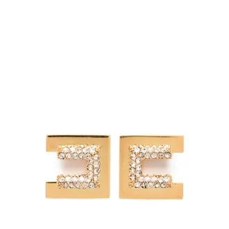 Elisabetta Franchi Crystal-embellished Logo-plaque Earrings