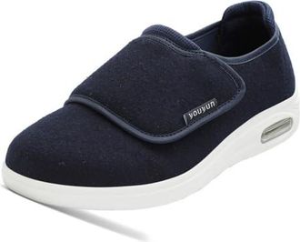 Generic Chaussures Orthopédiques Diabétiques Occasionnelles pour Les Pieds Gonflés Fasciite Plantaire Réglables pour Personnes Âgées,Bleu,44 EU