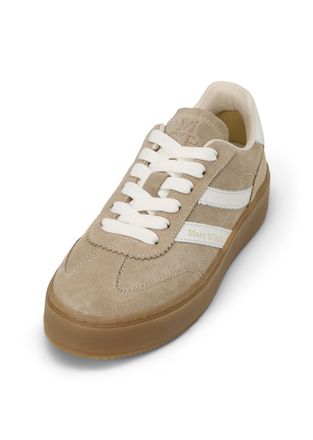Marc O'Polo Sneaker MARC OPOLO aus ge&ouml;ltem Veloursleder, Damen, Gr. 36, earthy taupe, Obermaterial: 100% Leder, unifarben, Schuhe Sneaker, Topseller