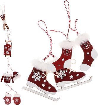 Aboofan 6 St&uuml;cke Christbaumschmuck Ski Thema Kugeln Set Skier Kleidung Hut Schlitten Dekorationen F&uuml;r Weihnachtsbaum H&auml;ngen