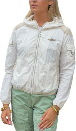 Aeronautica Femme, Vestes, Blanc, Taille: 42 FR Veste Pliable &agrave; Capuche