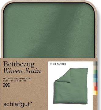 Schlafgut Woven Satin Bettwäsche 200x200cm Bettdecke Bezug einzeln, Green Mid Uni in Hotelqualität mit 100% Baumwolle