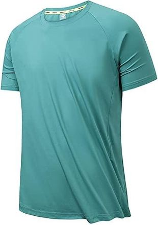 Generic Chemise en coton et lin pour homme - T-shirt d&eacute;t&eacute; en coton - Col rond - Couleur unie - Polyvalente - Coupe ample - Sports de plein air - Manches court
