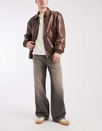 Cotton On Jean ultra-baggy - Gris d&eacute;lav&eacute;