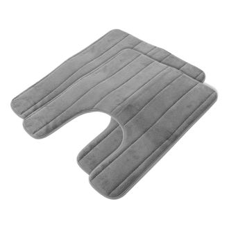 Cabilock 2 Stück U förmige Memory Schaum Badvorleger rutschfest Wasserabweisend Weich Strapazierfähig Teppichmatte für Badezimmer Wc mit Rutschfestem Bodenhalt