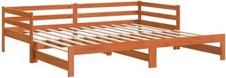 vidaXL Vidaxl - Lit de jour avec lit gigogne 90x190 cm - Bois massif - Hauteur libre 21 cm - Assemblage requis - Cire marron