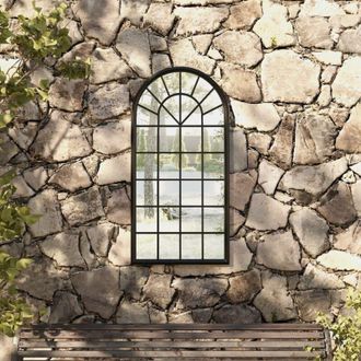 vidaXL Miroir de jardin Noir 90x45 cm Fer pour utilisation ext&eacute;rieure vidaXL
