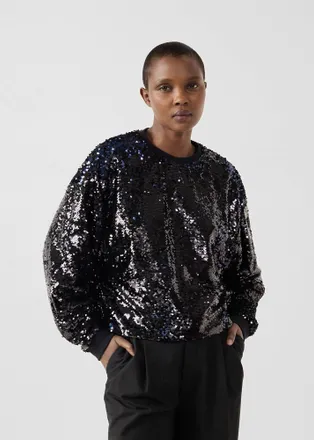 Jott Sweat &agrave; sequins Noir/marine Jeanne - Taille XS