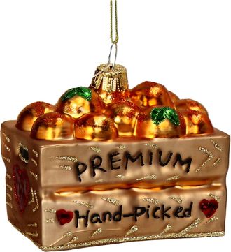 HD Collection Christbaumschmuck Glas 6,5cm - Korb Aprikosen Figur zum Aufhängen - Weihnachtsbaum Anhänger für Weihnachten - Christbaumanhänger & Weihnachtsbaumschmu