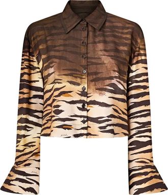 Pinko Pinko, Femme, Blouses et Chemises, Multicolore, Taille: 38 FR Cordelia Cropped Shirt