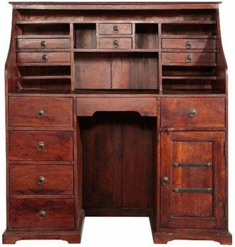 Massivmoebel24 Secrétaire 128x58 Acacia laqué Nougat oxford 516