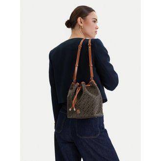 Tommy Hilfiger Handtasche Tommy Hilfiger Th Monoplay Bucket Le AW0AW18847 Schwarz