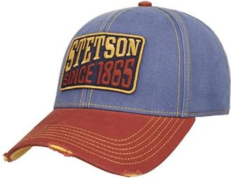 Stetson Casquette Vintage Distressed Peak Homme - Curved Brim Cap de Baseball Hiver Automne Printemps Été Printemps-été - Taille Unique Bleu