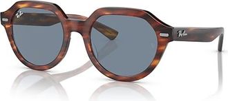 Ray-Ban Gina Sonnenbrillen Havana Gestreift Fassung Blau Glas 53-21