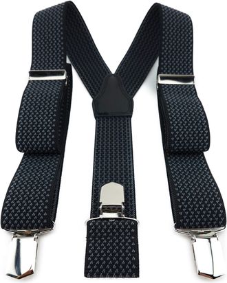 TigerTie Unisex Hosentr&auml;ger in Y-Form mit 3 extra starken Clips - Farbe in anthrazit schwarz gemustert - hochwertige Verarbeitung - Breite 35 mm