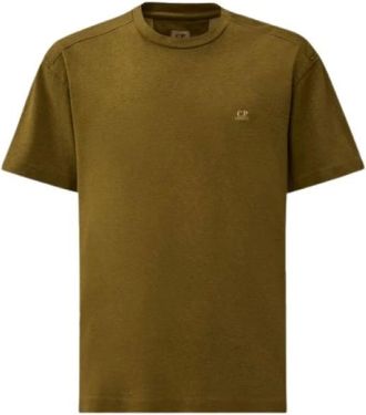 C.P. Company C.p. Company, Homme, Tops, Vert, Taille: M T-shirt 20/1 Jersey avec Logo Plaqu&eacute;