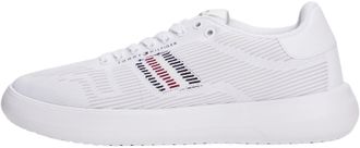 Tommy Hilfiger Herren Cupsole Sneaker Modern Knit mit Logo-Print, Wei&szlig; (White), 42