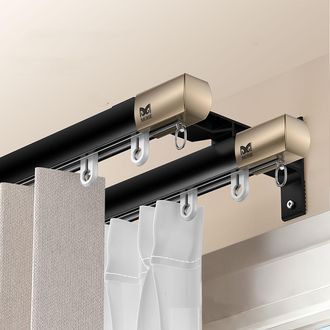 Generic 2-l&auml;ufige Gardinenschiene Einfach Zu Installierende,aus Aluminium Vorhangschienen,f&uuml;r Decke oder Wand,f&uuml;r Vorh&auml;nge Fenster Balkon B&uuml;ros Hotels Klinike