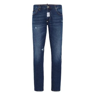 Philipp Plein Homme, Jeans, Bleu, Taille: W33 Pantalon Coupe Super Droite