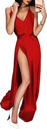 ORANDESIGNE Femme Robe Moulante Sexy Longue Sans Manche Été De Soirée Cocktail Clubwear Slim Avec Plis I Rouge XXL