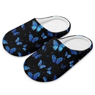 Coloranimal Pantoufles de spa pour femme - Pantoufles dint&eacute;rieur en vrac antid&eacute;rapantes &agrave; bout ferm&eacute;, Papillon Bleu, 35.5/36.5 EU
