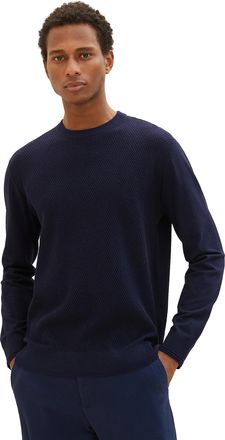 Tom Tailor Herren 1038193 Cosy Strickpullover mit Rundhals-Ausschnitt, 13160-Knitted Navy Melange, XXL