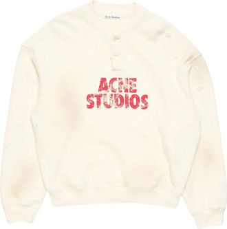 Acne Studios Femme, Sweatshirts et sweats &agrave; capuche, Blanc, Taille: 40 FR Fleece logo sweatshirt