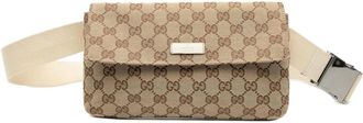 Gucci Bauchtaschen - GG Canvas Flap Belt Bag - Gr. ONE SIZE - in Braun - für Damen