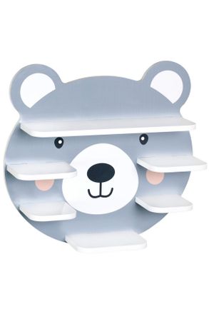 KESPER Regal, Grau, Weiß, Holzwerkstoff, Bär, 45x42x12 cm, FSC 100%, hängend, Toniebox und tonies-Figuren kompatibel, Wohnzimmer, Regale, Wandregale
