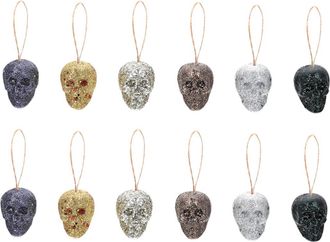 Garneck 12st -anhänger Halloween-baumschmuck Halloween-schäume Hängender Skelettkopf -Glitzer Hängende Schädelköpfe -schädel Schaum Partybedarf Mini
