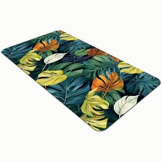 Comart Tapis Austin, pour Cuisine et Couloir, Tapis en Polyester imprimé, imperméable et antidérapant, décoration Tropicale Peperomia, 50 x 130 cm, Lavable e