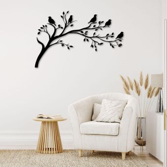 Generic Moderne minimalistische Metall-Wandkunst: V&ouml;gel, V&ouml;gel auf einem AST, Wanddeko mit Bl&auml;ttern und Vogelsilhouette, Wandbehang aus einem AST f&uuml;r Wohnzimm