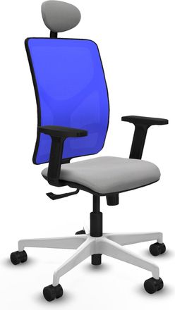 Piqueras y Crespo B&uuml;rostuhl mit 2D-Armlehnen, h&ouml;henverstellbare Lendenwirbelst&uuml;tze und festes Kopfteil, ausgestattet mit 3 Positionen und Schneidschaum, Blau/Hellgrau