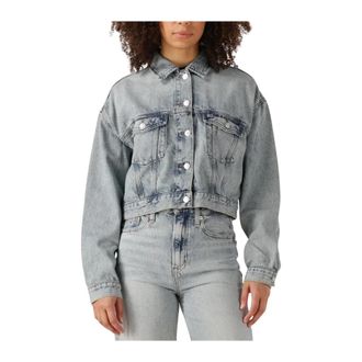 Tommy Jeans Blaue Crop Trucker Jacke - - Jackets - Damen - Blau - XL