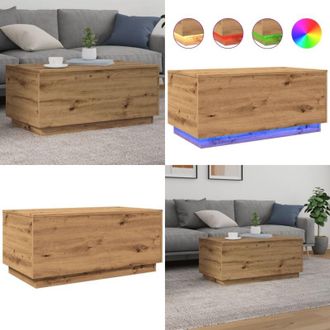 vidaXL vidaXL Couchtisch mit LED-Leuchten Artisan-Eiche 90x50x40 cm