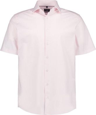 Olymp Herren Kurzarmhemd rosa Baumwoll-Stretch