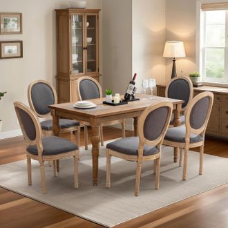 Generic Esszimmerstühle Im Französischen Landhausstil, 2er-/4er-/6er-Set - Gepolsterte Stühle Mit Rattan-Rückenlehne Und Beinen Aus Massivholz, for Küche, Woh