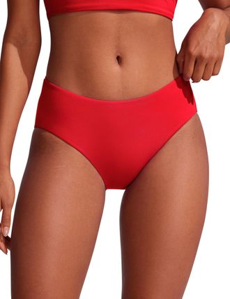 CRZ YOGA Damen Bikini Unterteile Mittlerer Aufstieg Voll Gefüttert Baden Swimsuit Basic Swim Surfen Slips Tiefrot 42