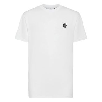 Philipp Plein Homme, Tops, Blanc, Taille: 3XL T-shirt Col Rond MC Skull&Bones